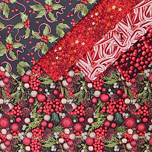 Mook Fabrics Cotton 2024 Christmas Candy Canes, Red Cut by The Yard