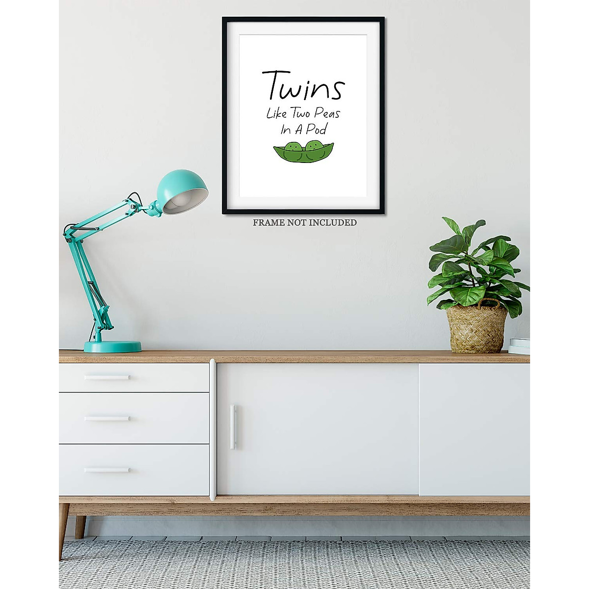Govivo Twins | Like Two Peas In A Pod - Wall Decor Art Print with a black background - 8x10 unframed typography artwork printed on photograph paper