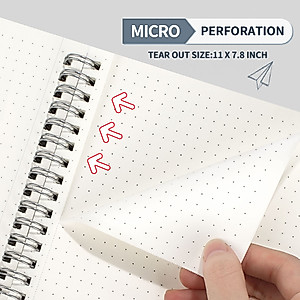 SUNEE Dotted Spiral Notebook - 4 Pack Large Bullet Journals 8.5 x 11 Inches 5 x 5mm Dot Grid Paper 80 Sheets/160 Pages - Journals for Study and Notes (pink, blue, green, purple)