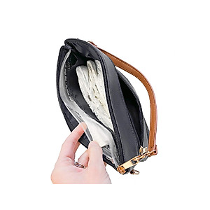 Bumco Diaper Clutch Bag - Portable Wipes Dispenser & Diaper Holder, Airtight Travel Baby Wipes Case, Leather-Style Wipe Dispenser Travel Baby Wipes Dispenser On the Go, Diaper Wristlet (Black)