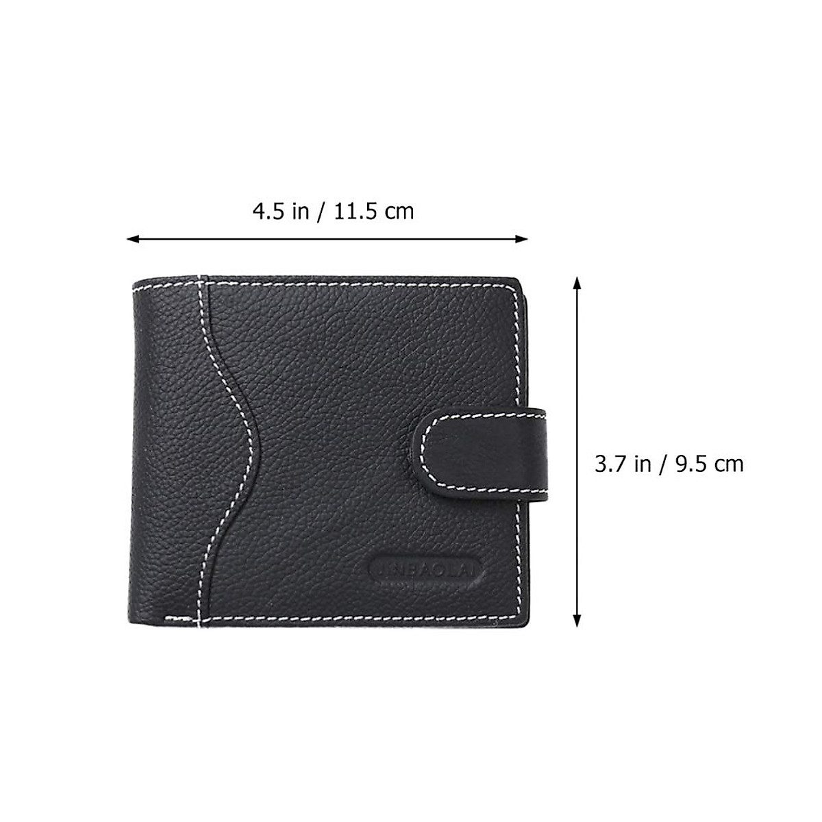 Amosfun Button Wallets for Men snap Wallet with Zipper Coin Pocket Mens Leather- Mens Wallet Buckle Stitching Wallet Coin- Purse Storage Bag (Black)