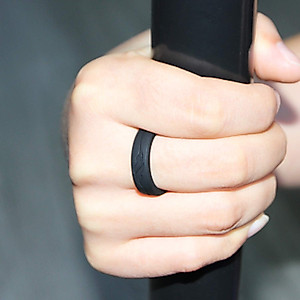 Tuhaoge Women's Silicone Wedding Ring Silicone Rubber Wedding Bands Representing The Pattern of Independent Freedom and Dreams, Promise Your Favorite Silicone Ring (Black,Gray,Light Blue, 6)