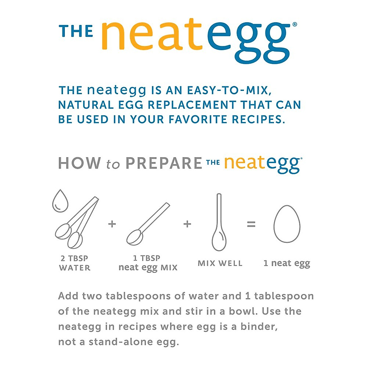 neat - Plant-Based - Egg Mix (4.5 oz.) - Non-GMO, Gluten-Free, Soy Free, Egg Substitute Mix