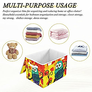 innewgogo Owl Storage Bins with Lids for Organizing Foldable Storage Box With Lid with Handles Oxford Cloth Storage Cube Box for Toys