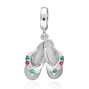Double Flip Flop Charms Authentic 925 Sterling Silver Slippers Pendant Charms for Pandora European Bracelet