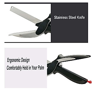 Food Cutter Smart Scissors, Salad Chopper Scissors Vegetable Scissors with Built-in Cutting Board Easy Cutting Suitable for You and Your Friends