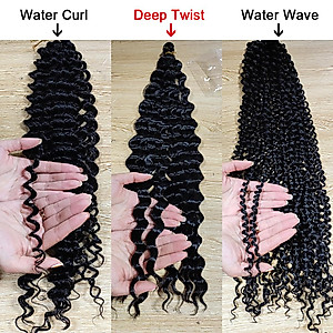 Deep wavy Crochet Hair Long Curly Crochet Hair for Women 22inch Ocean wave braiding hair Deep Twist Crochet Braids Synthetic Braiding Hair Extensions(22 inch, 1B)