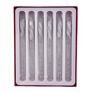 Kurt S. Adler 6-Inch Twisted Frosted Silver Glitter Icicles, 6 Piece Set