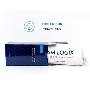 Talalay Natural Latex Foam Pillow DreamLogix - Queen Size Medium Soft Pillow for Sleeping, Side, Stomach & Back Sleepers, Neck Support, 100% Cotton Cover (Medium Soft, Queen Size 28''x16''x6'')