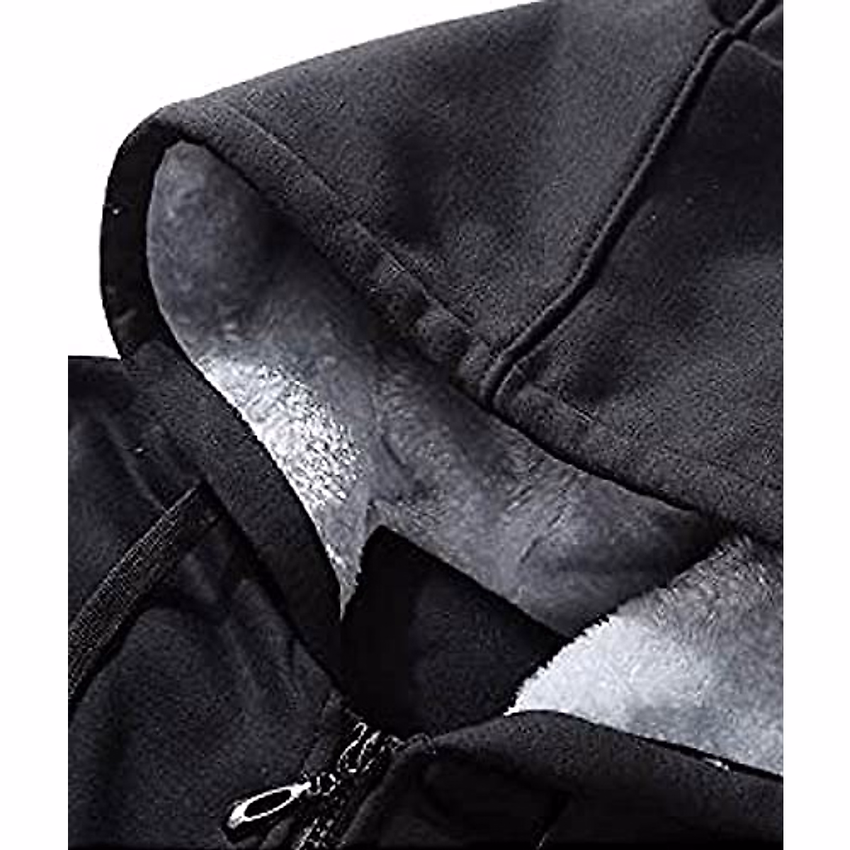 SCODI Hoodies for Men Winter Fleece Sweatshirt - Full Zip Up Thick Sherpa Lined 0010-Black-M