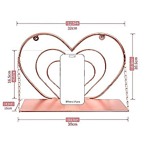 Mazjoaru Floating Shelves Rose Gold Multi-Layer Heart Shape Design Hanging Shelves Pink Room Decor, Cute Pink Chain Metal Wall Mounted Shelf for Bedroom, Nursery, Living Room