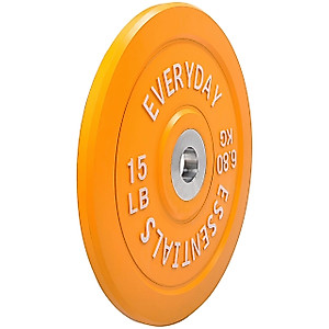 BalanceFrom Color Coded Olympic Bumper Plate Weight Plate with Steel Hub, 15LB Single