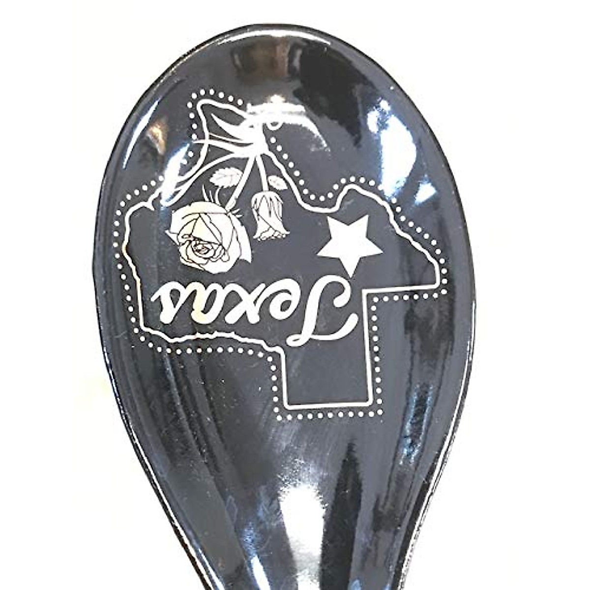 Texas Souvenir Collectible Ceramic Spoon Rest 1Item Only - Texas Map with Flag, Texas Map with Yellow Rose