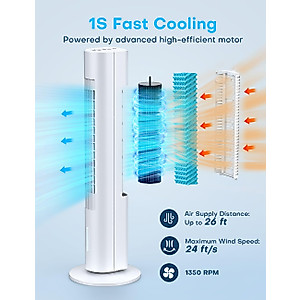 BALKO 35 INCH Evaporative Air Cooler, 2024 Upgraded Swamp Cooler Air Conditioner 20Ft Remote, 70°Oscillation Windowless Air Conditioner, 3 Speeds, Smart Timer for Auto-Off, Air Cooler for Room Bedroom