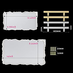 2 Size XL Resin Tray Molds Silicone with Gold & Silver Handles, Epoxy Resin Tray Mold DIY for Making Resin Tray, Crafts, Home Decorations
