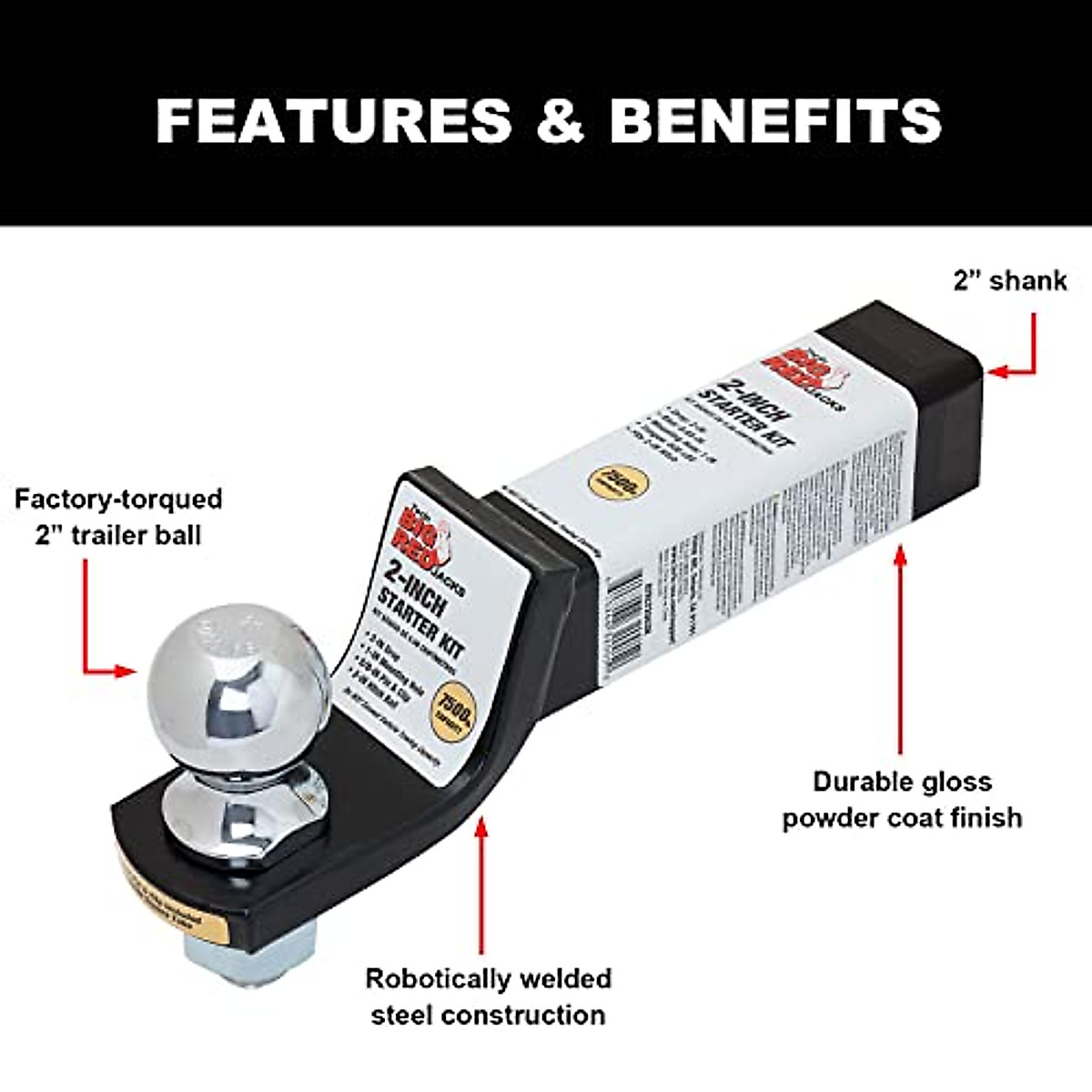 Torin ATRLY2003B Trailer Hitch Mount and Ball: 7,500 lb Capacity