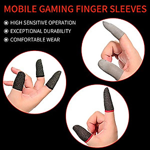 18 Pieces Mobile Gaming Finger Sleeves Touchscreen Finger Sleeve Anti-Sweat Breathable Finger Sleeve and 4 Pieces Aim Buttons for Playing Mobile Phone Games