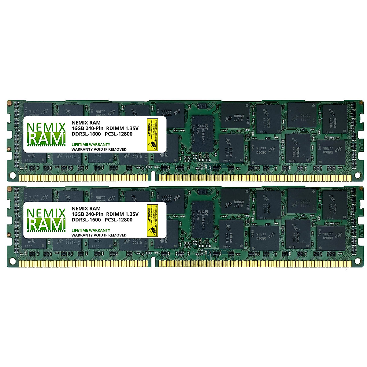32GB (2x16GB) DDR3-1600MHz PC3-12800 ECC RDIMM 2Rx4 1.35V Registered Server Memory by NEMIX RAM