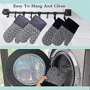 ZVZM Oven Mitts, Oven Mitts Heat Resistant 500F, Oven Mitt with Non-Slip Silicone Pattern, Oven Mits Oven Gloves for BBQ, Baking, Cooking.