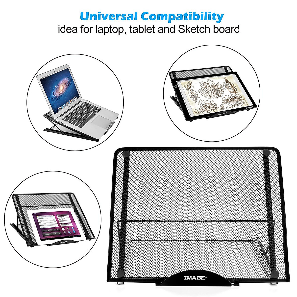 IMAGE Large Version Stand Ventilated Adjustable Light Box Laptop Pad Stand, Multifunction(12 Angles) Skidding Prevented Tracing Holder for AGPtek/Huion A3 A4 LED Tracing Light Pad & Diamond Painting