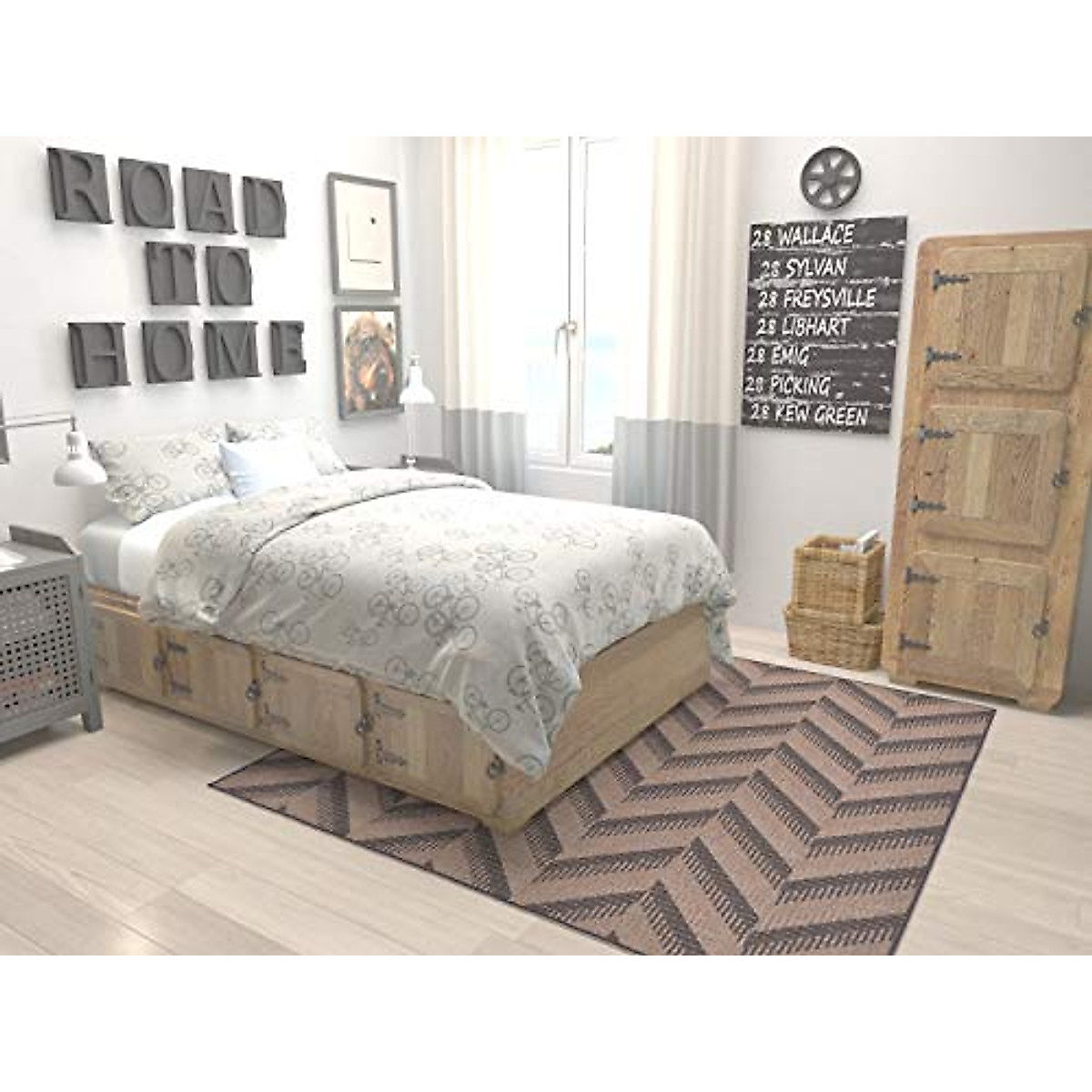 Unique Loom Outdoor Modern Collection Area Rug - Chevron (5' 4" Square, Brown/ Black)