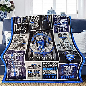 Police Officer Gifts Blanket Gifts for Policeman Birthday Gifts for Policeman Gift Ideas for Police Officer Dad Son Husband Boyfriend Ultra-Soft Flannel Plush Throw Blankets 50"x60"