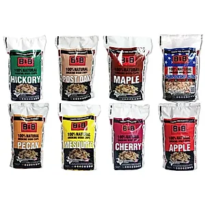 B&B Charcoal Wood Chip Variety 8 Pack for The BBQer in Your Life | Try Different Wood Flavors for The Smoker and Experiment with Different Meats
