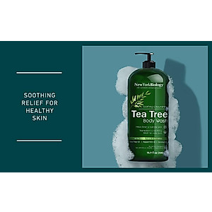 New York Biology Tea Tree Body Wash for Men and Women - Moisturizing Body Wash Helps Soothe Itchy Skin, Jock Itch, Athletes Foot, Nail Fungus, Eczema, Body Odor and Ringworm - 16.9 Fl Oz - Pack of 2
