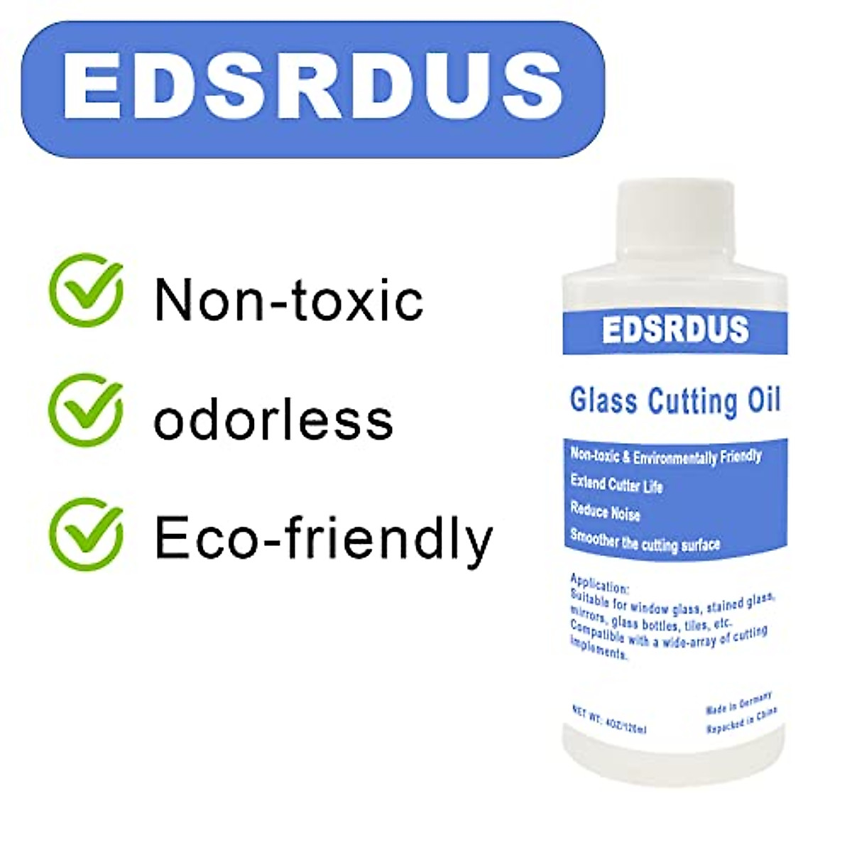EDSRDUS Glass Cutting Oil for Cutting Glass, Stained Glass, Glass Bottles with Precision top Suitable for All Glass Cutting Tools 4OZ