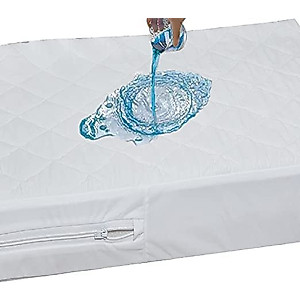 Waterproof Quilted Crib Zip Mattress Protector 6 Sided Waterproof Pad Encasement Cover Soft Thick Absorbent 28x52x5 Inches Quilted encsaement Crib 28x52x7