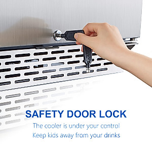 Phiestina 24 inch Indoor/Outdoor Beverage Refrigerator 175 Cans Built-in/Freestanding Beverage Fridge Cooler Lockable Stainless Steel Door Auto Defrost Quiet For Home/Commercial,6 Removable Shelves