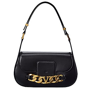 Valentino Vlogo Chain Leather Shoulder Bag, Black