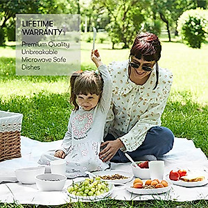 Wheat Straw Dinnerware Sets | Unbreakable Dinnerware Sets | Dishwasher Microwave Safe Dinnerware | Eco Friendly Non Breakable Dinnerware Sets | RV Outdoor Camping (White, Service for 4 (28 pcs))