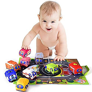 Soft Car Toy Set with Play Mat for 1 Year Old Baby,Toddlers,Boys and Girls ( 9 Vehicle and a Play mat/Storage Bag) | Baby Toys 12-18 Months| Toys for 1 Year Old boy