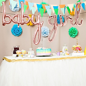 Tellpet Baby Girl Balloons, Baby Shower Decorations for Girl, Rose Gold Girl Letter Balloon Banner