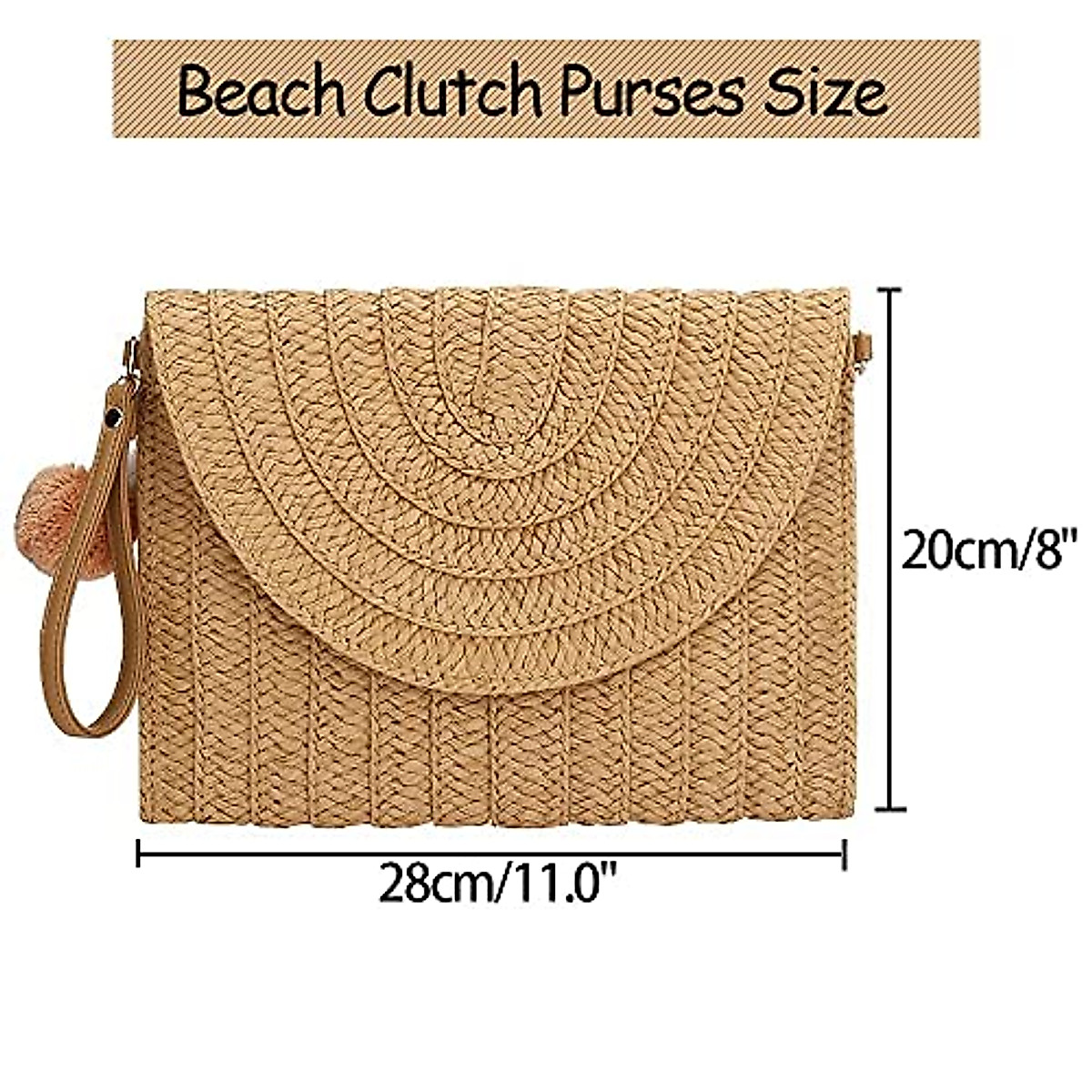 FGSS Womens Straw Clutch Purses Summer Beach Bags Woven Envelope Handbags Wallet