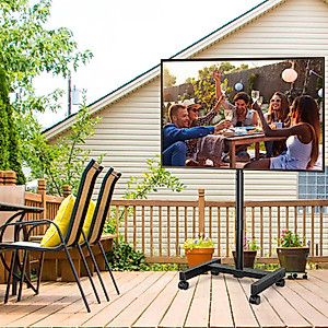 YOMT Mobile TV Cart Rolling TV Stand for 13-50 inch Screens, Tilting and Rotating Mount, Portrait to Landscape, Height Adjustable Portable TV Stand with Wheels Holds up to 44lbs Max VESA 200x200mm