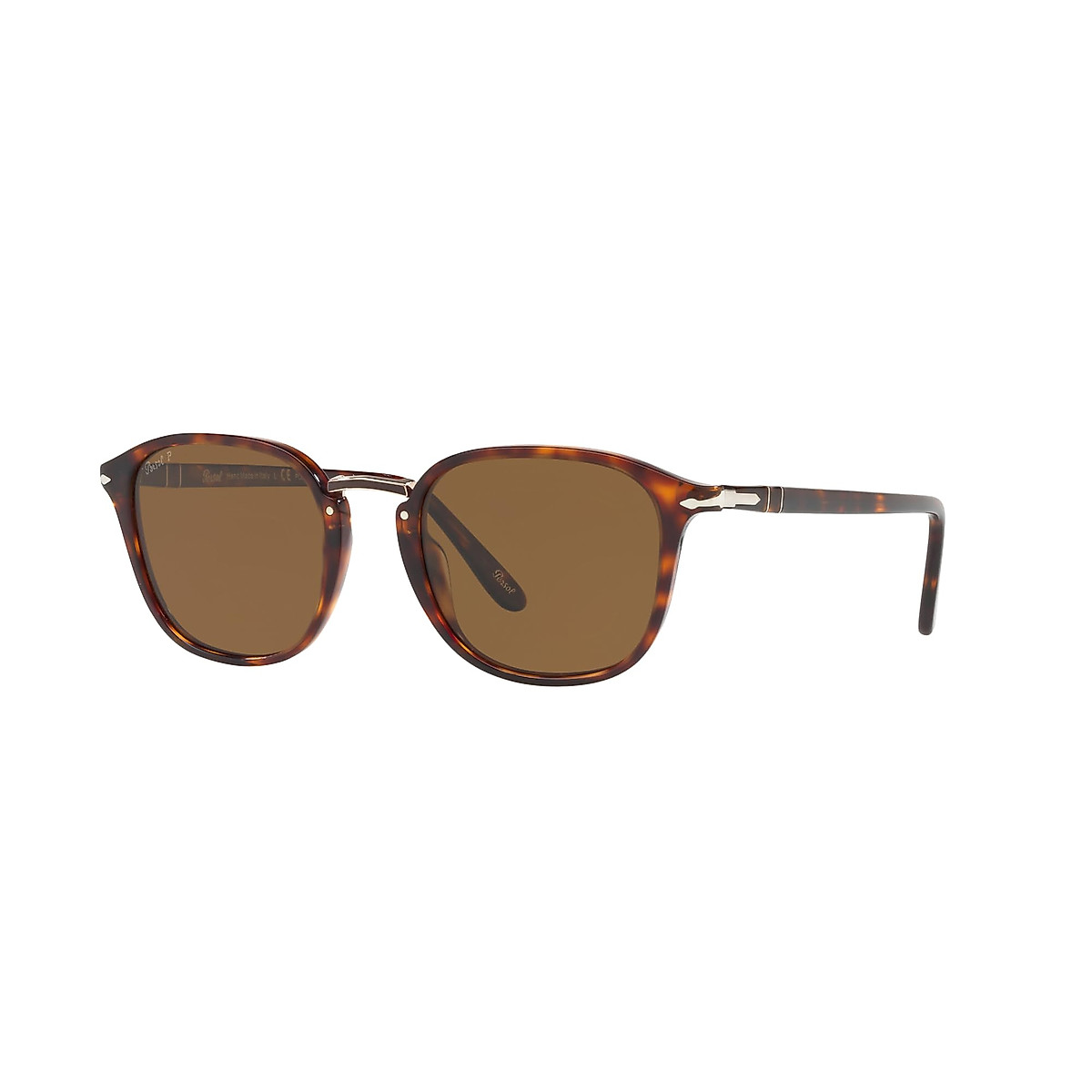 Persol PO3186S Round Sunglasses, Havana/Brown Polarized, 53 mm