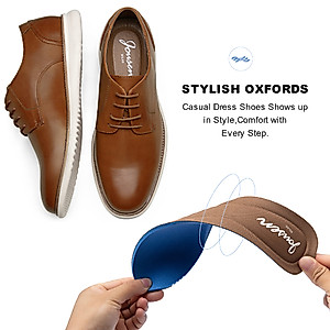 Jousen Men's Brown Dress Shoes Formal Lace Up Casual Dress Shoes for Men Oxfords Shoes (AMY733 Yellow Brown 10)