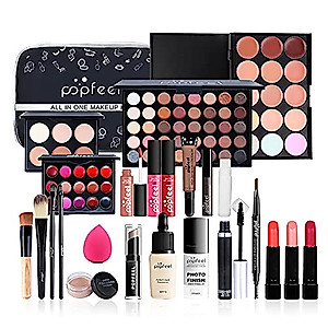 All in One Makeup Kit Makeup Kit for Women Full Kit Multipurpose Makeup Kit-Makeup Brush Set,Eyeshadow Palette,Lip Gloss Set, Makeup Bag,Eyebrow Pencil,Mascara and Face Makeup
