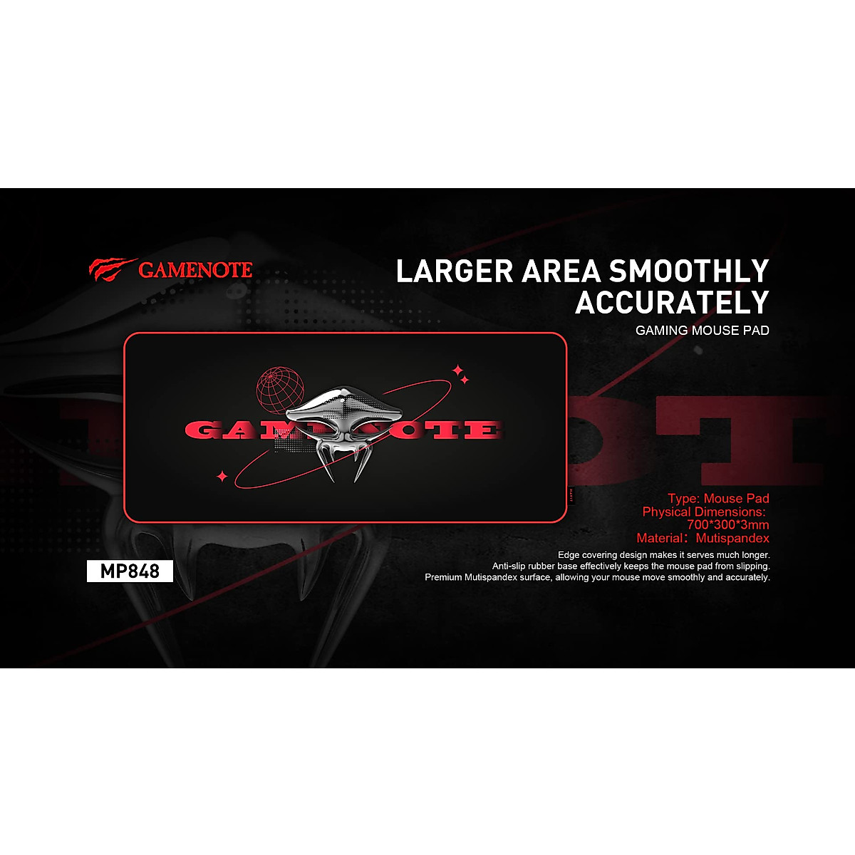 Havit MP848 PC Series Mousepad, 25 cm x 25 cm Size, Black/Red