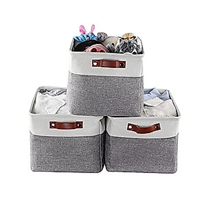Storage Baskets for Shelves, Closet Storage Bins for Organization, Fabric Bins Cube W/Handles for Organizing Shelf Nursery Home Closet, Large - 3 Pack
