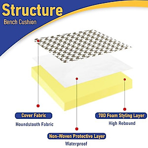 ROFIELTY Custom Outdoor Bench Cushion, Soft Bench Cushions for Outdoor Furniture, Durable Stain Resistant Outdoor Bench Seat Cushion, Window seat Cushions (Custom Size). (Square Curry, 30x14x2.5)