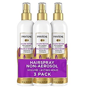 Pantene Hairspray Non-aerosol, Volume Lasting Hold, Pro-V, Body & Softness Texturizing, 8.5 fl oz, Triple Pack