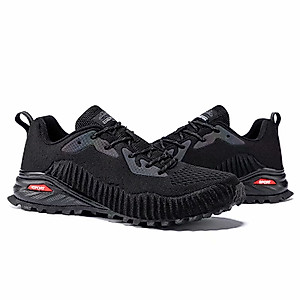 Kricely Men's Trail Running Shoes Fashion Hiking Sneakers for Men Black Tennis Cross Training Shoe Mens Casual Outdoor Walking Footwear Size 10.5