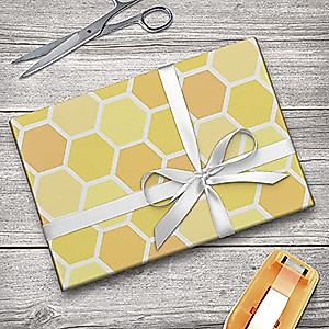GRAPHICS & MORE Yellow Honeycomb Pattern Gift Wrap Wrapping Paper Rolls