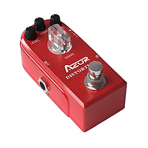 AZOR Vintage Distortion Guitar Effect Pedal with Guitar Pedal Power Cable Classical Electronic Pedal Aluminium-alloy Red