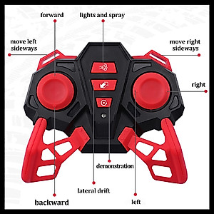 Agekub F1 Remote Control Car Drift RC Stunt Car for Kids 360°Rotating 2.4GHz Race Car Lights Music Spray Hand RC Car Gift for Boy Kids with 2 Batteries