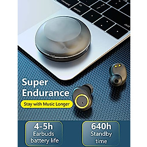 Bluedio D3 Wireless Earbuds, in-Ear Earphones with Charging Case, Car Headset Built-in Mic Support Wireless Charging for Cell Phone, Sport, Black