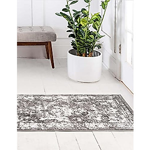Unique Loom Sofia Collection Area Rug - Salle Garnier (2' x 6' 9" Runner, Gray/ Ivory)